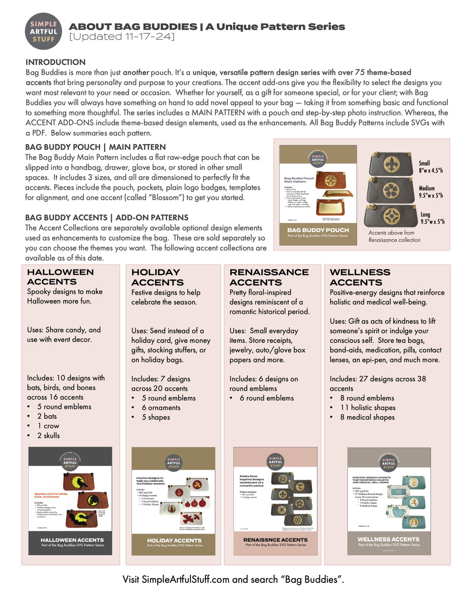 BAG BUDDIES | MAIN PATTERN Buddy Pouch (PDF + SVG) – Simple Artful Stuff