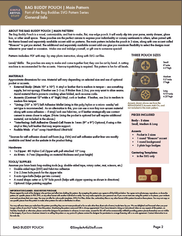 BAG BUDDIES | MAIN PATTERN Buddy Pouch (PDF + SVG) – Simple Artful Stuff