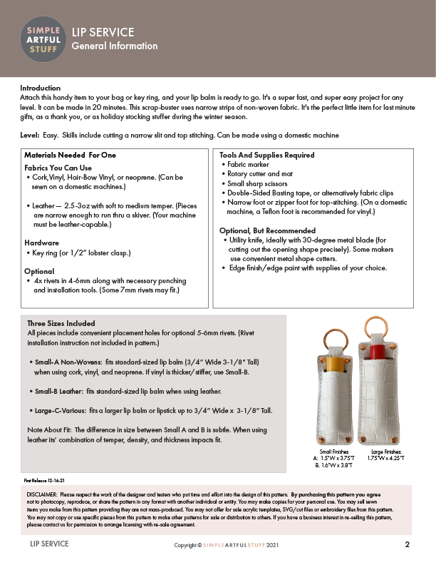 LIP SERVICE (PDF) – Simple Artful Stuff